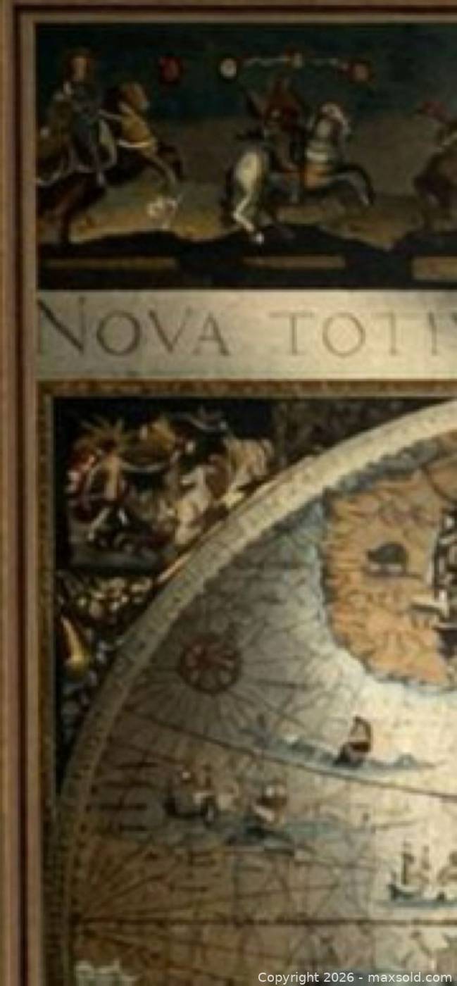 Framed Blaeu Twin-Hemisphere World Map | Maxsold