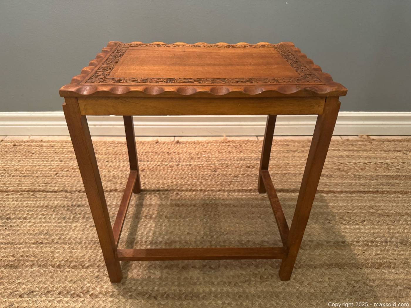 Vintage camphor wood carved end table | Maxsold