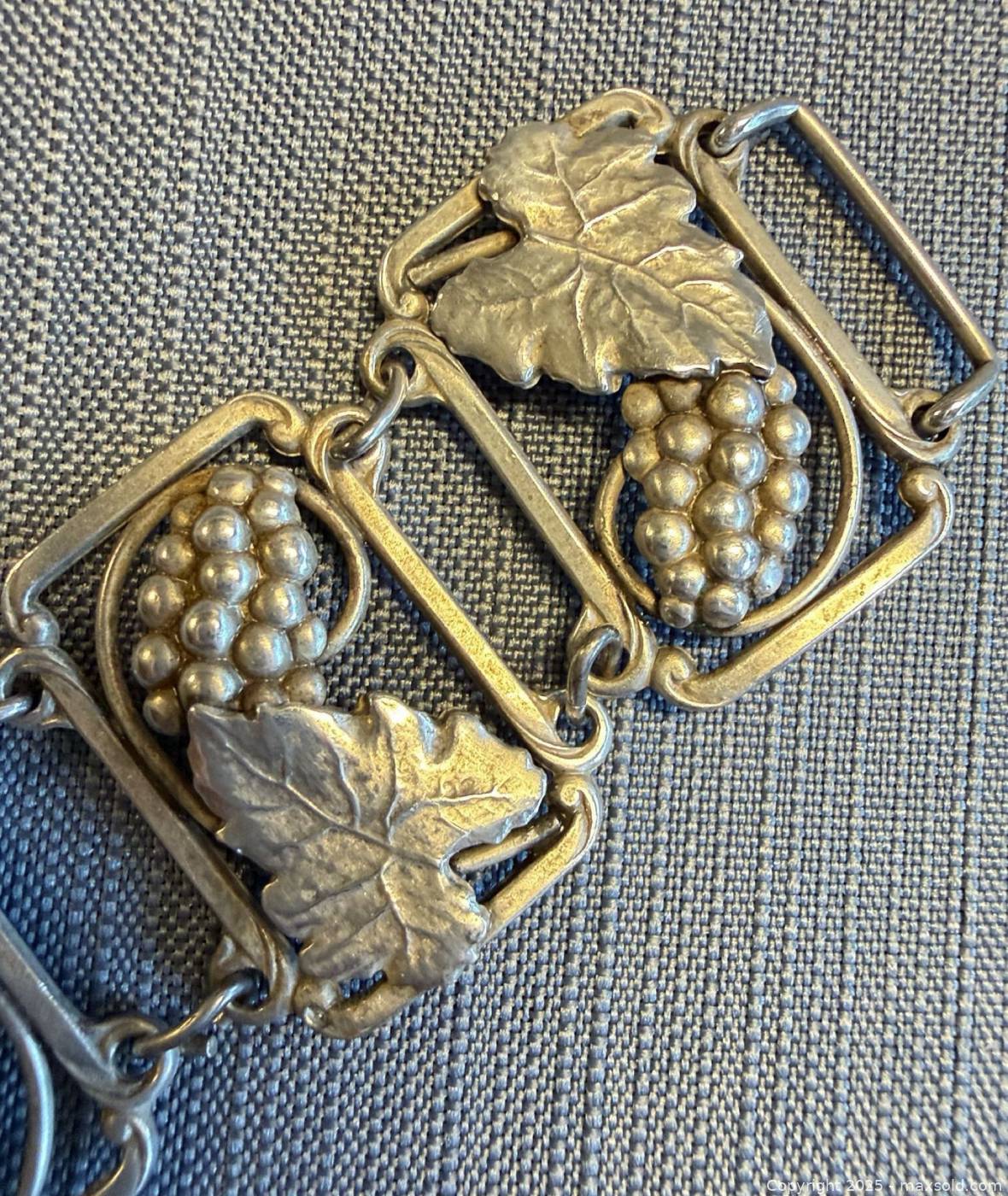 Vintage Sterling Silver Grape Panel Bracelet | Maxsold