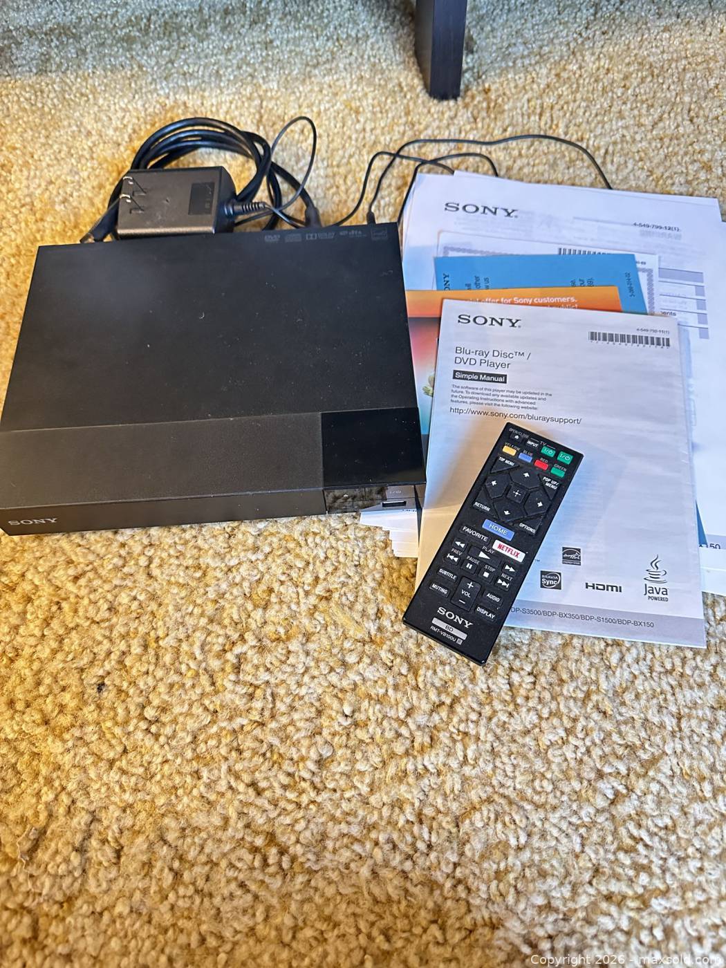 Sony Blu-ray Disc DVD player with remote | Maxsold
