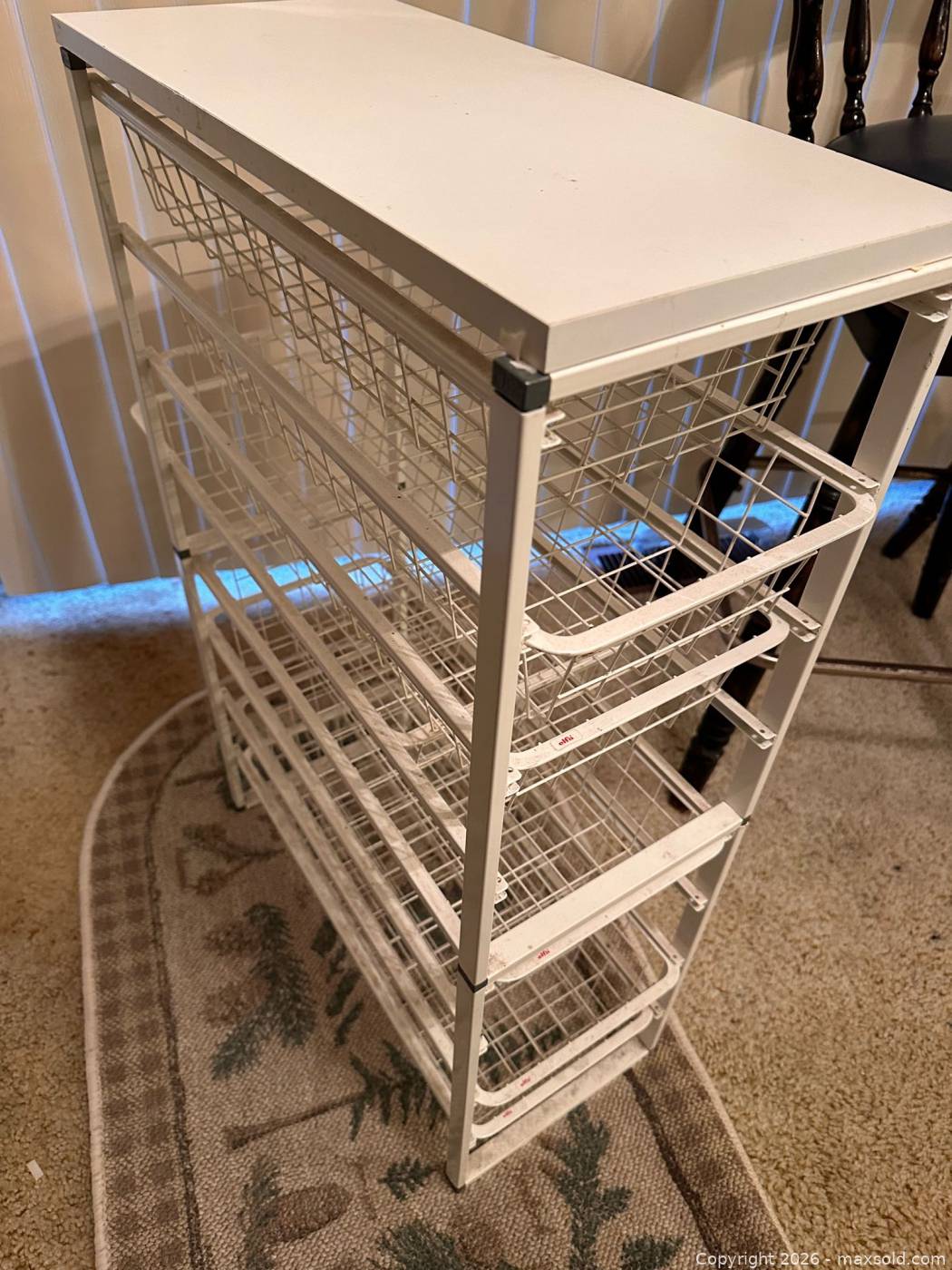 Elfa wire basket narrow storage rack | Maxsold