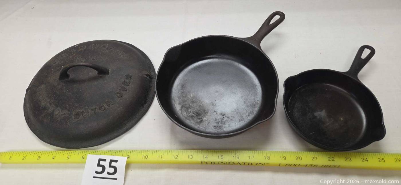 Griswold & Wagner Ware Cast-Iron Skillets and Lid | Maxsold