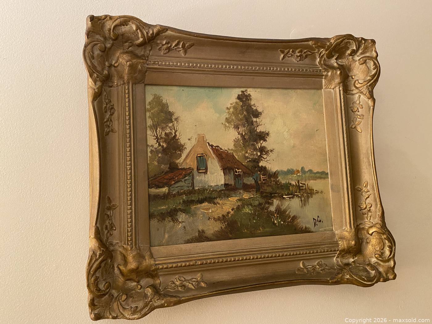 Signed Dutch landscape oil painting on board | Maxsold