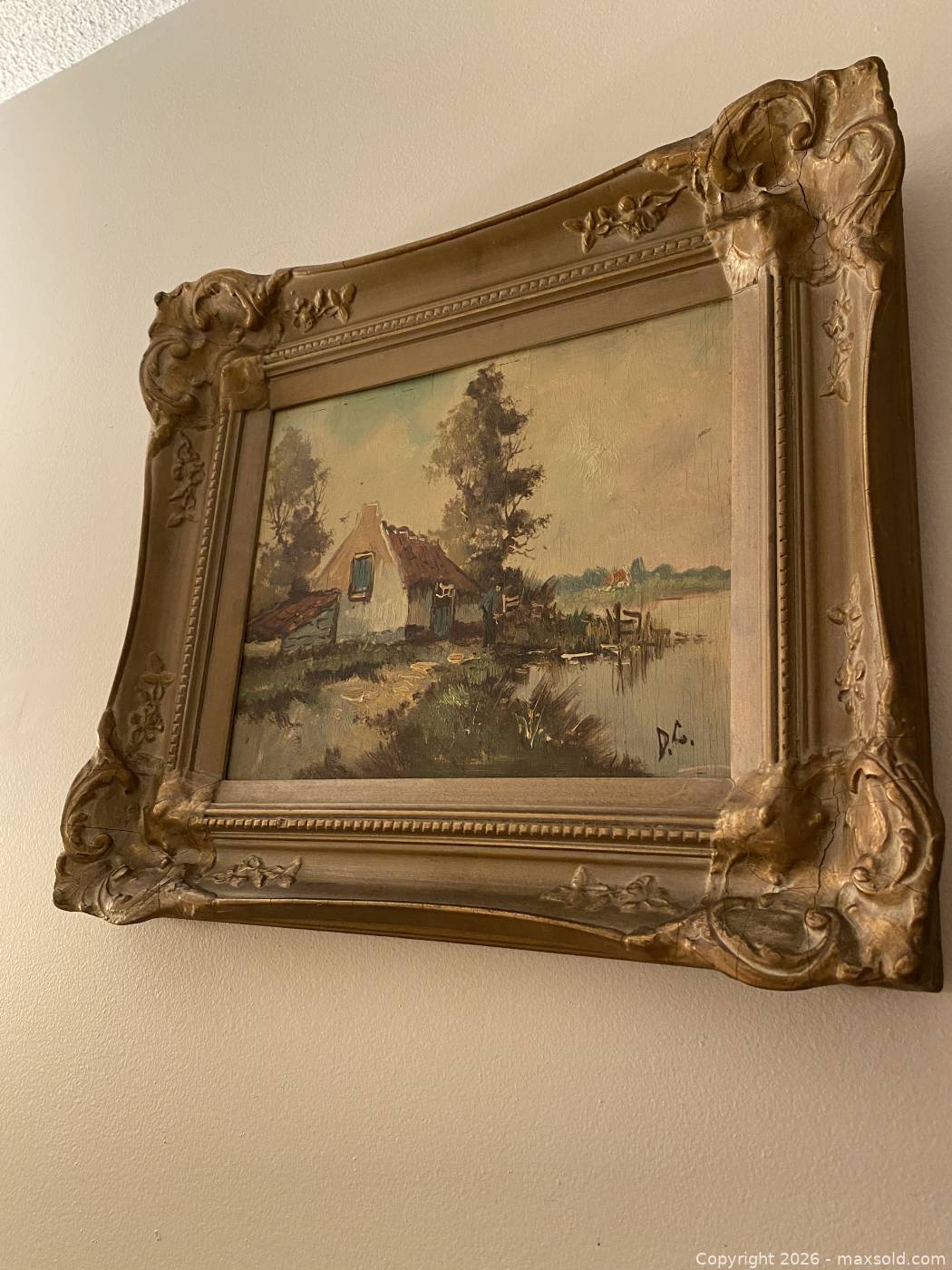 Signed Dutch landscape oil painting on board | Maxsold