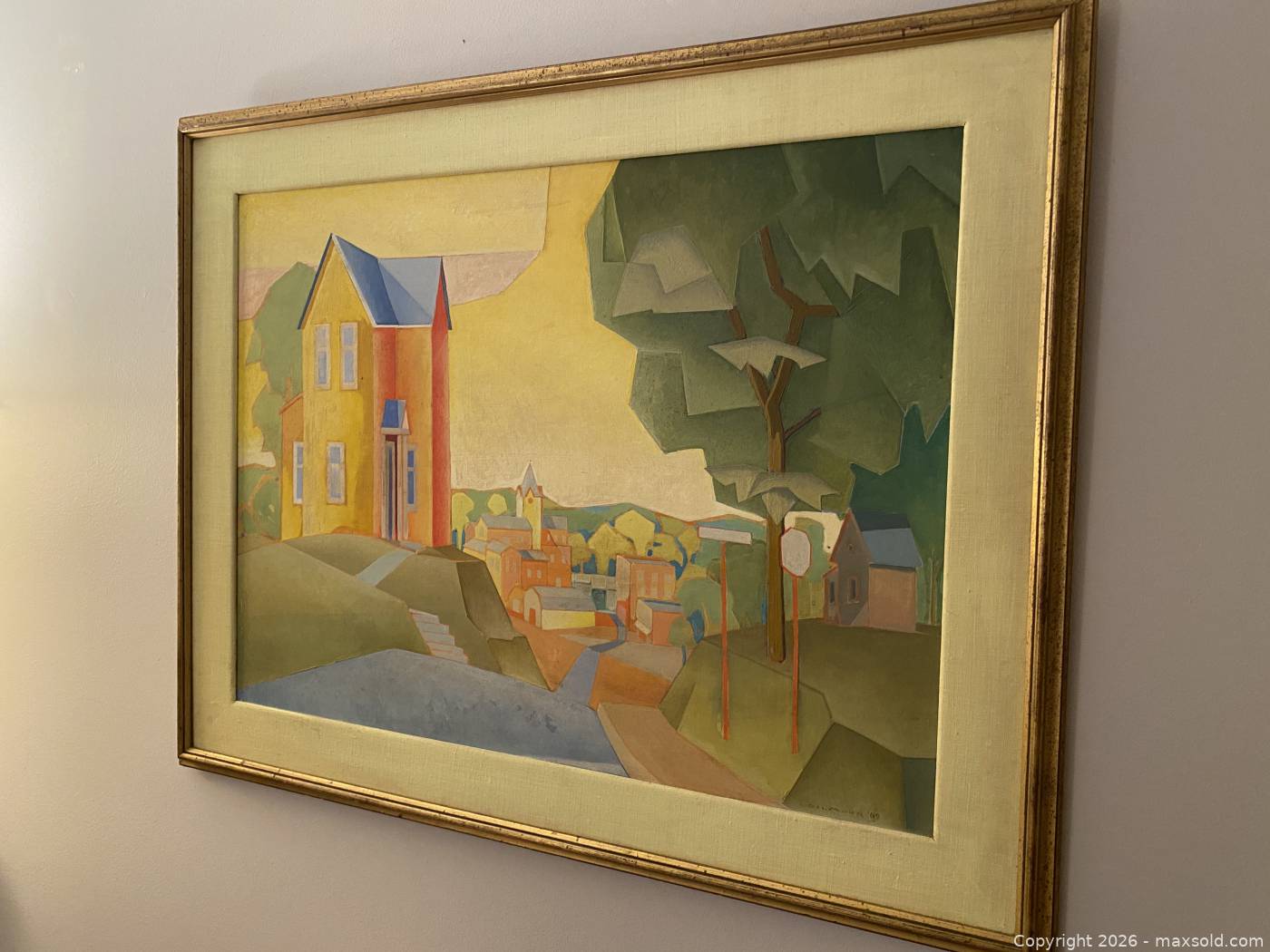 Oil painting “Bracebridge From Front Street” signed Gilmour 1969 | Maxsold