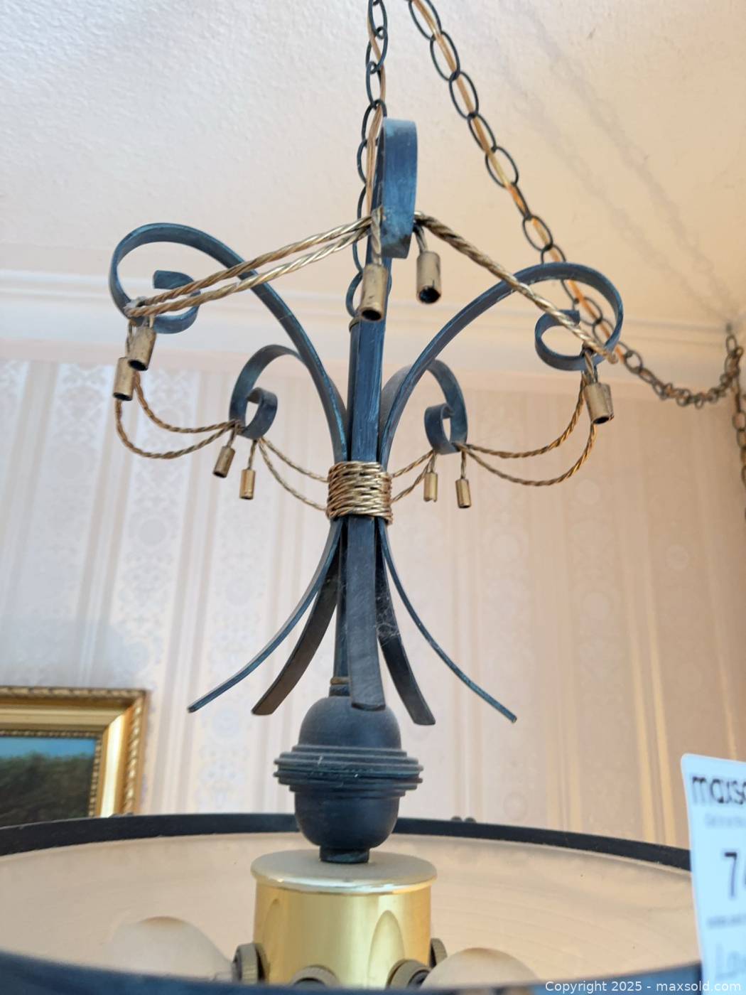 Metal and glass swag hanging lamp | Maxsold