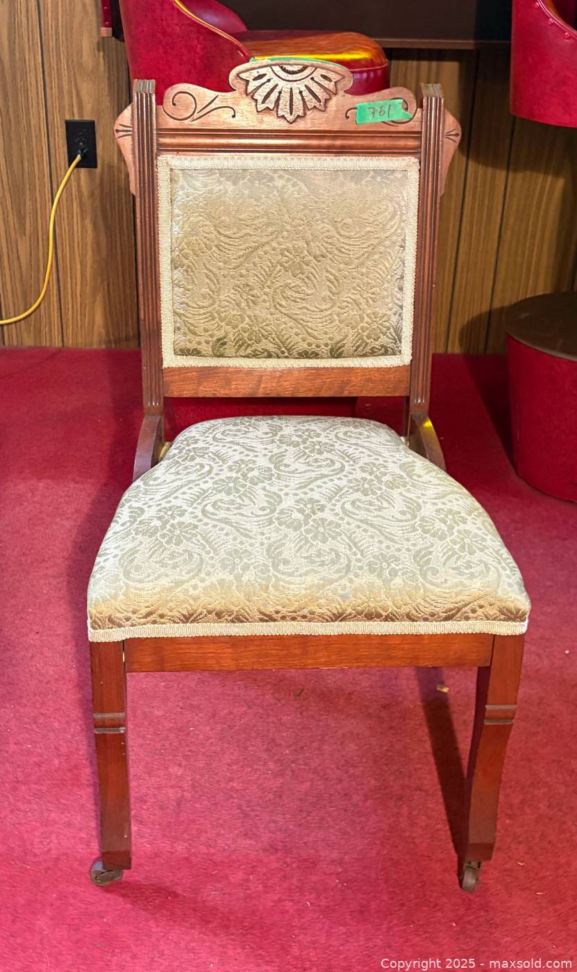 MCM wood frame armchair and Victorian parlor chair | Maxsold