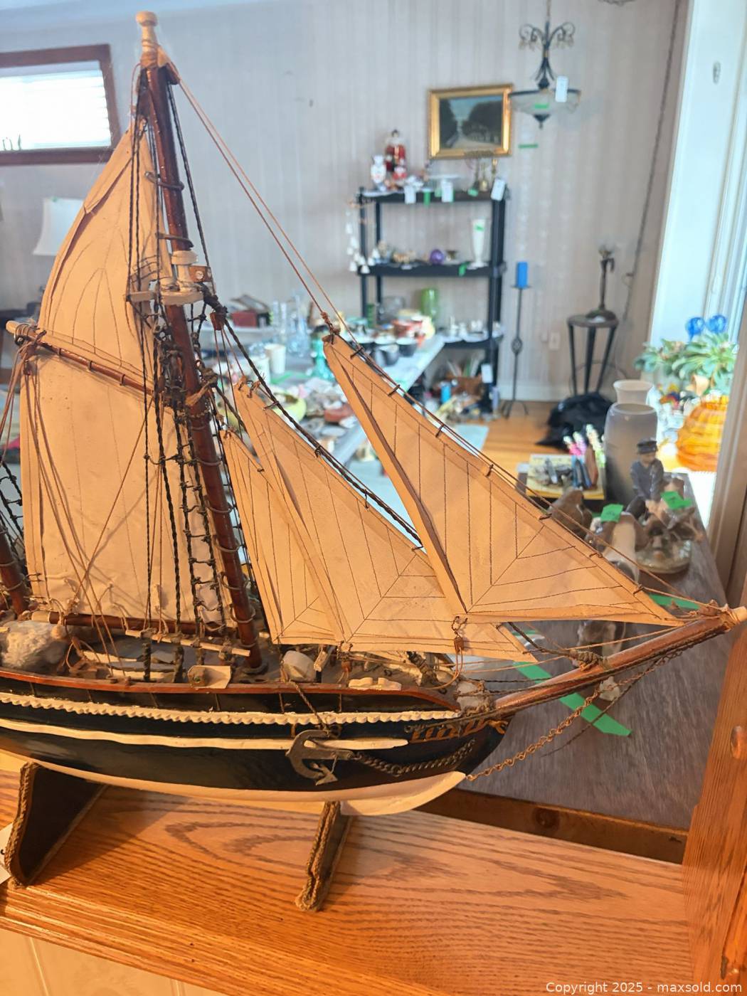 Wooden sail ship model on stand 28" | Maxsold