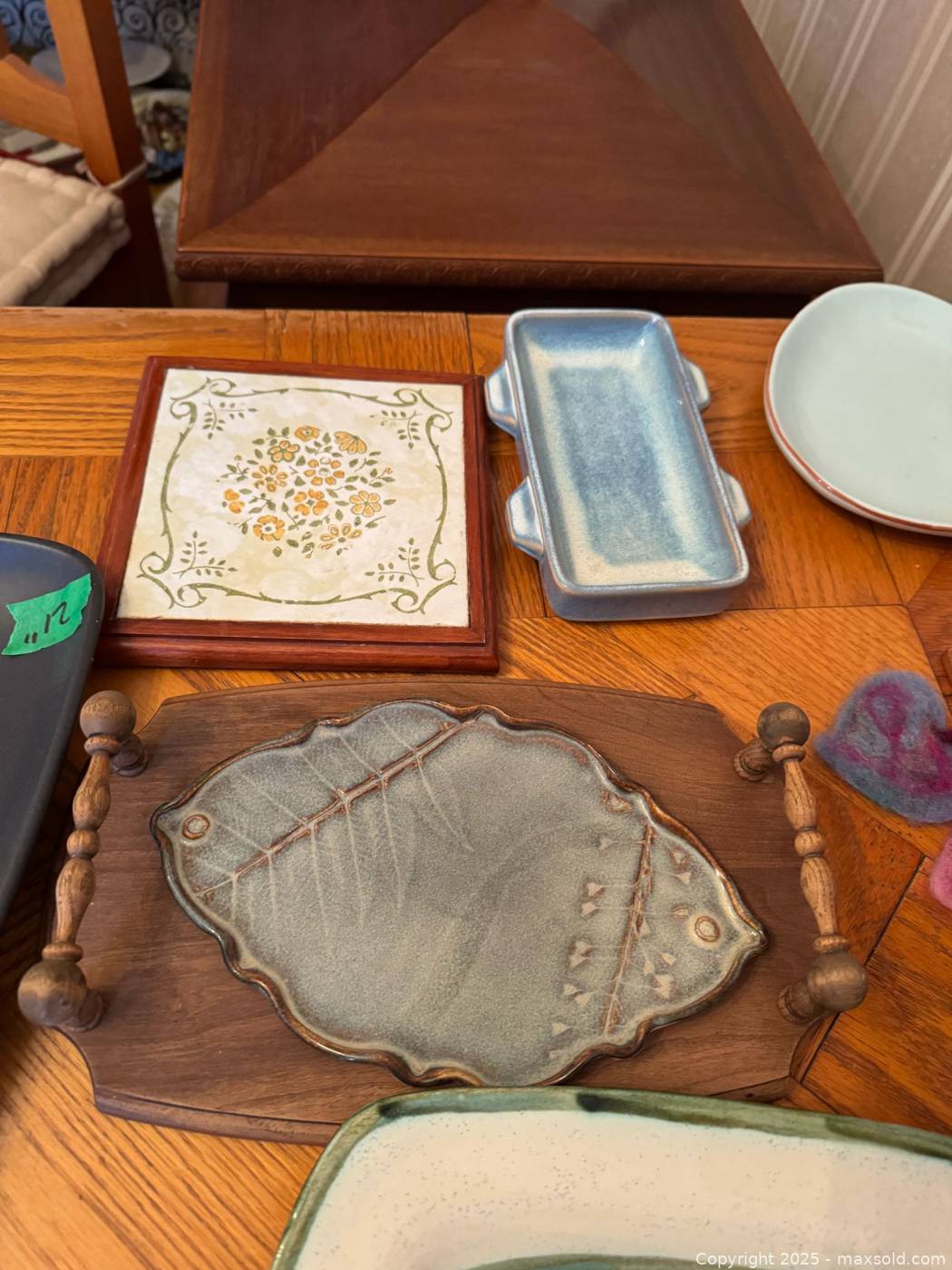 Ravnild 21in platter, brass candlesticks, assorted ceramics & wood ...