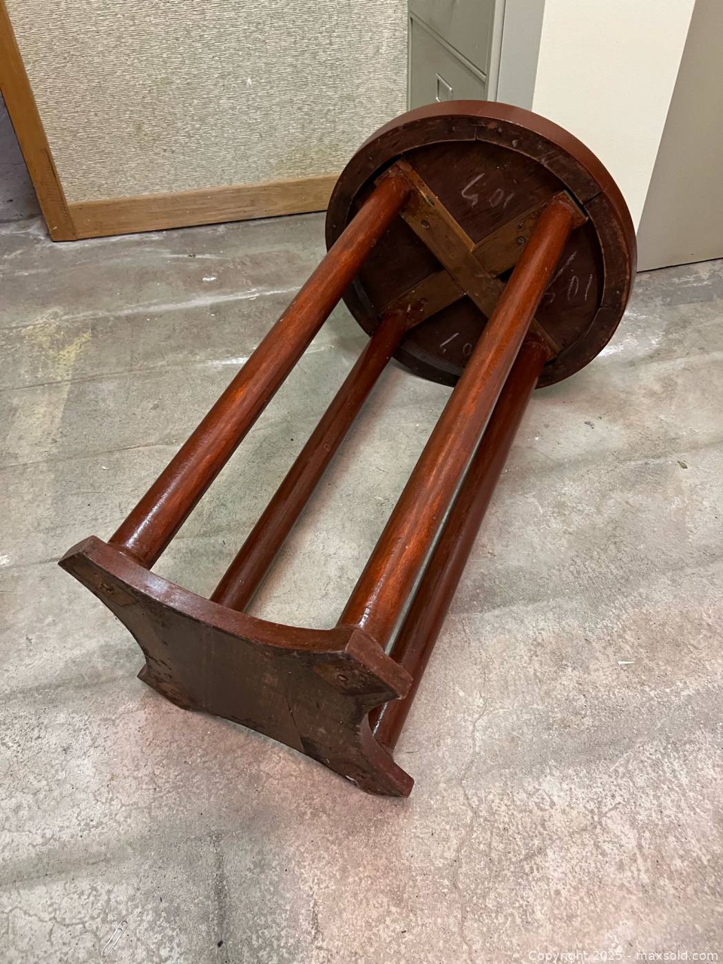 Wood round side table | Maxsold