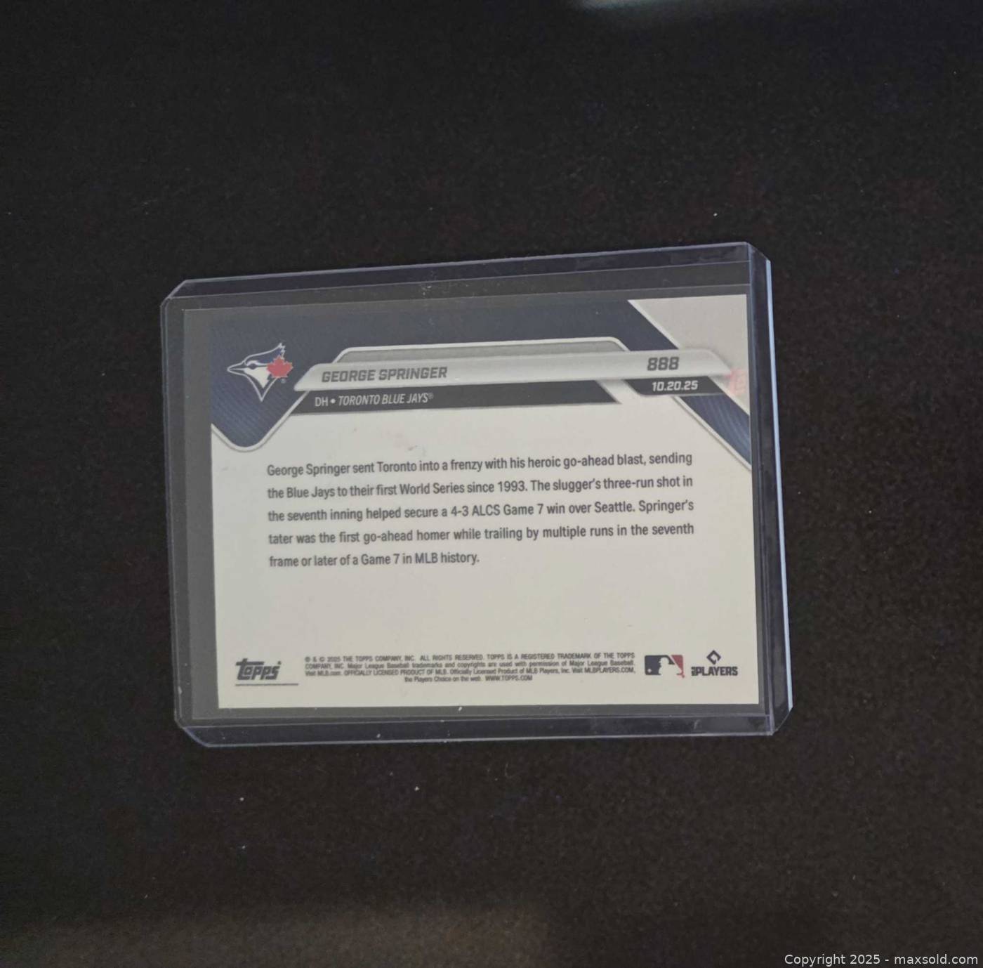 George Springer Topps Now limited edition card | Maxsold