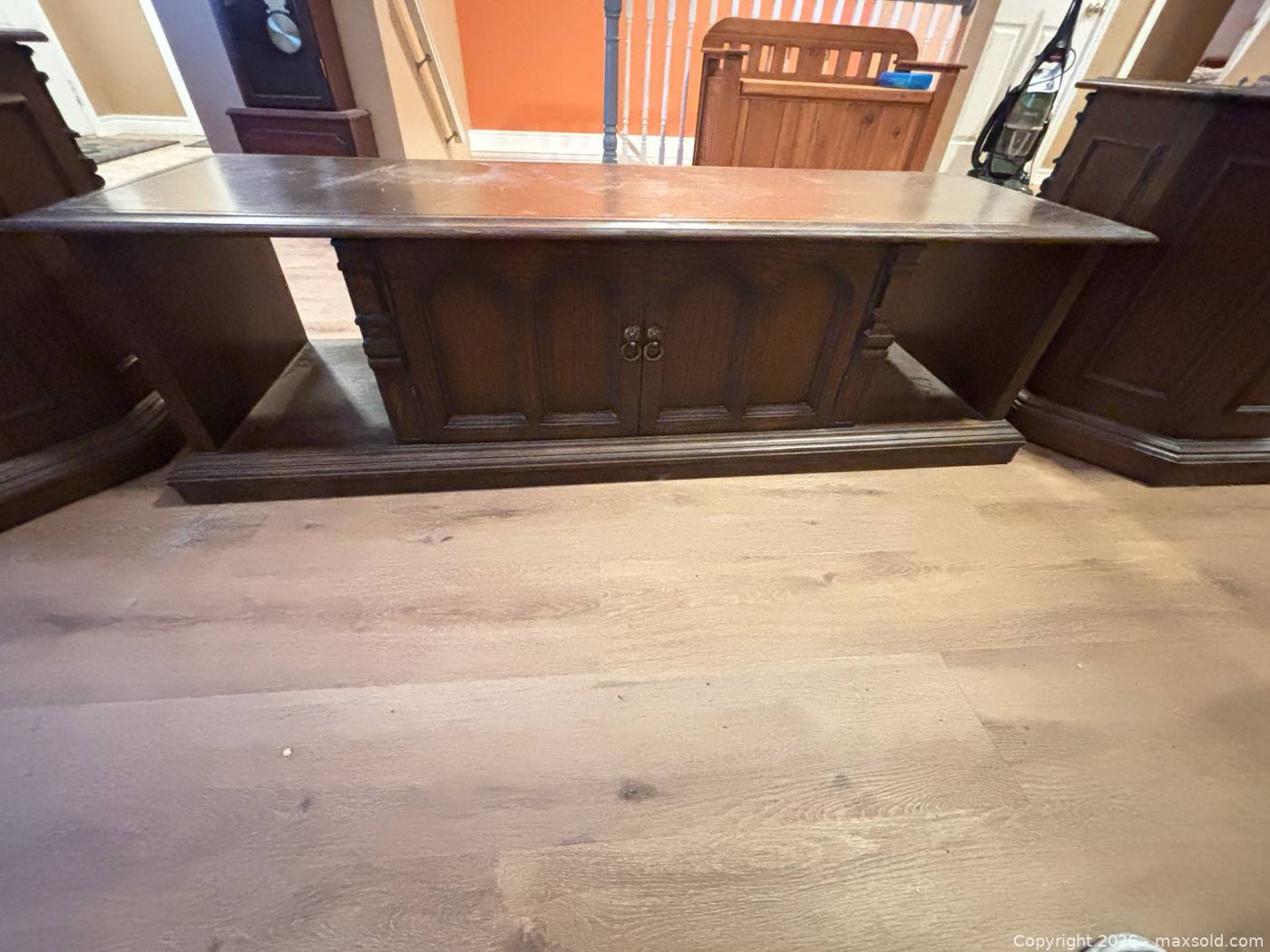 Wood console coffee table & 2 end tables | Maxsold