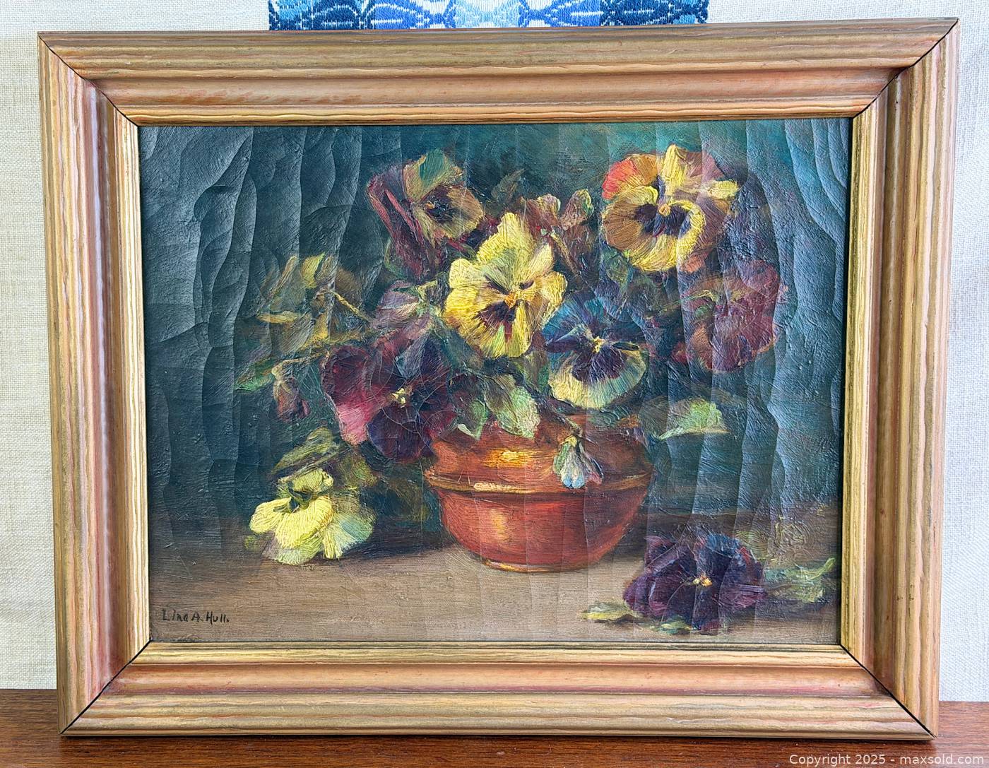 Lina A. Hull oil on board floral painting | Maxsold