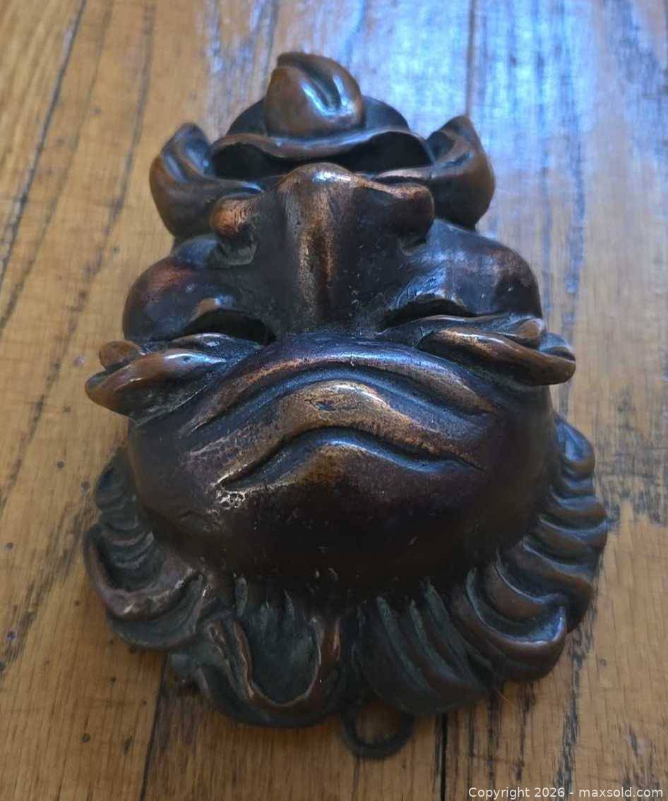 Bronze grotesque face wall mask, 6 in | Maxsold