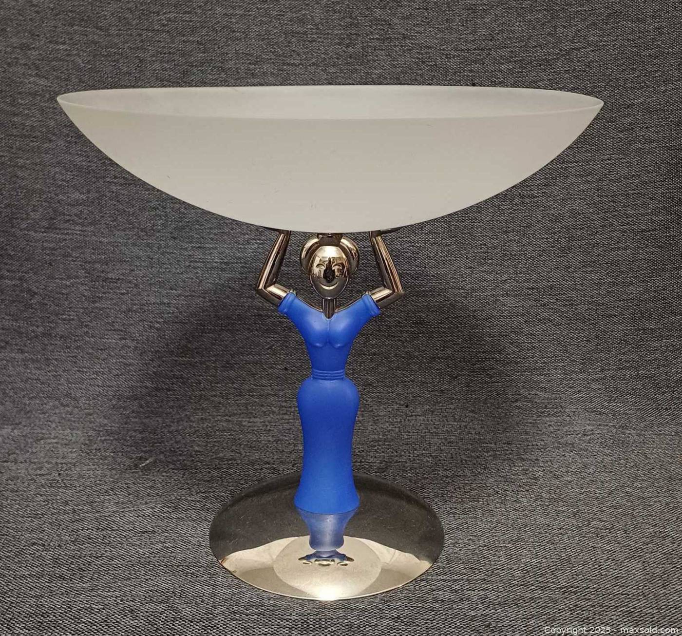 Casa Bugatti Italy blue chrome compote fruit bowl | Maxsold