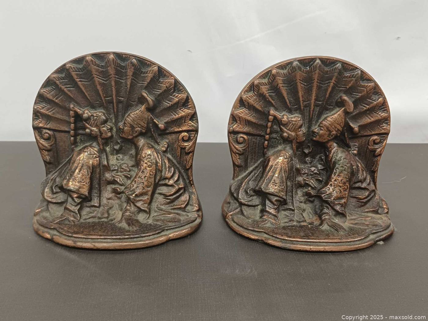 Vintage Art Deco Asian Lovers Bronze Bookends | Maxsold