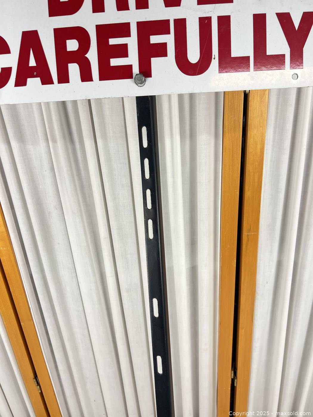 “CAUTION DRIVE CAREFULLY” aluminum road sign on steel stake | Maxsold