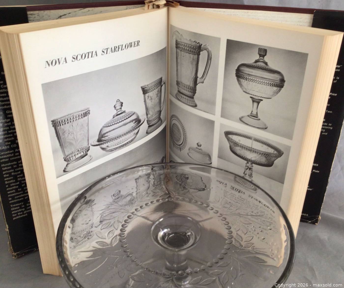 Nova Scotia Starflower pressed glass cake stand with 1969 Canadian ...