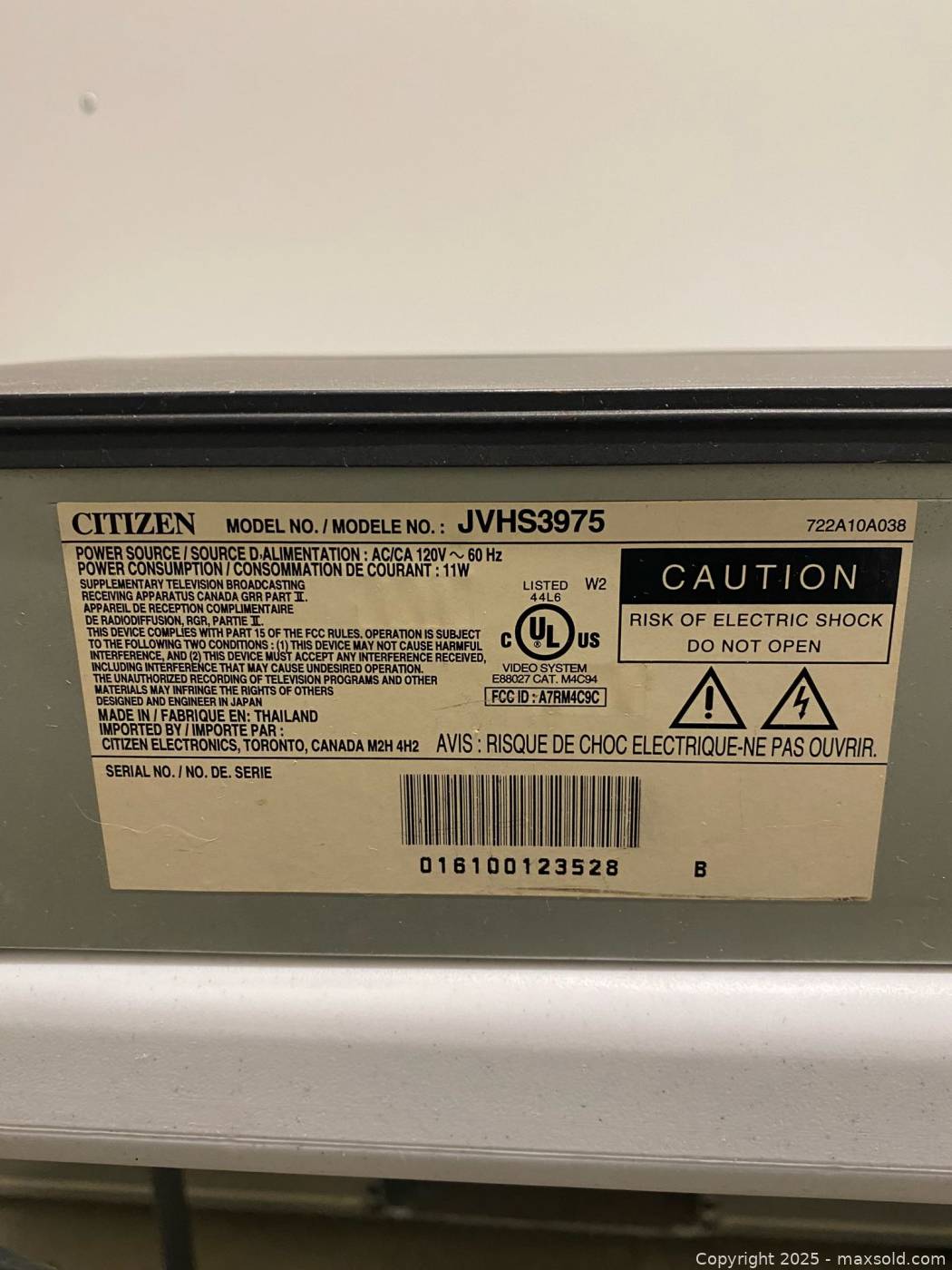 Citizen JVHS3975 VHS HQ 4-Head Hi-Fi Stereo VCR | Maxsold