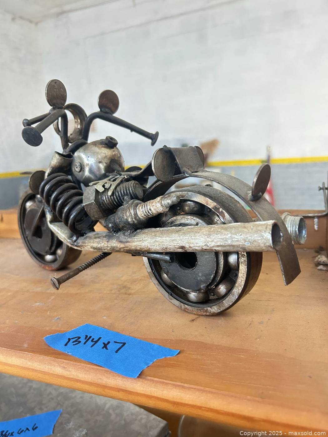 Metal Motorcycle, Feather Sculpture, Galvanized Box, Glass Vase With ...