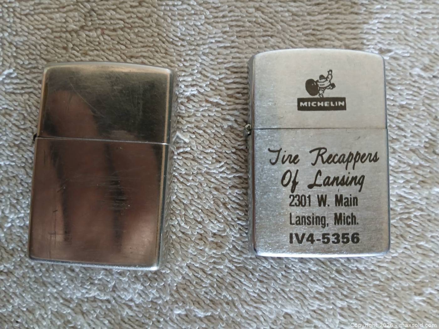 Vintage logo and plain metal pocket lighters | Maxsold