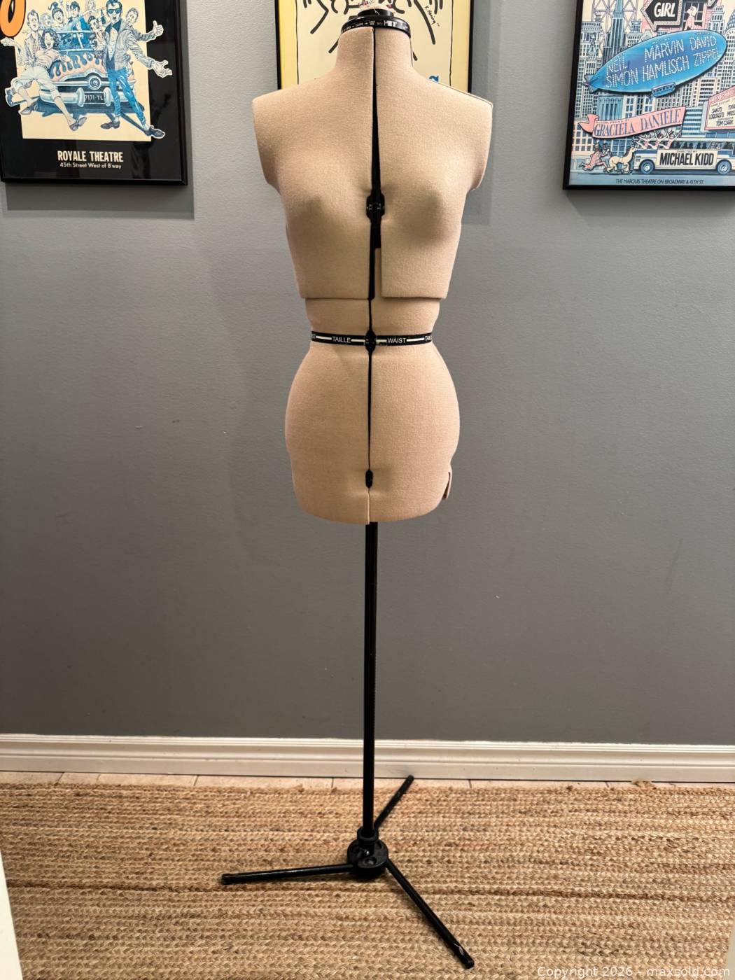 Adjustable dress form mannequin on tripod stand | Maxsold
