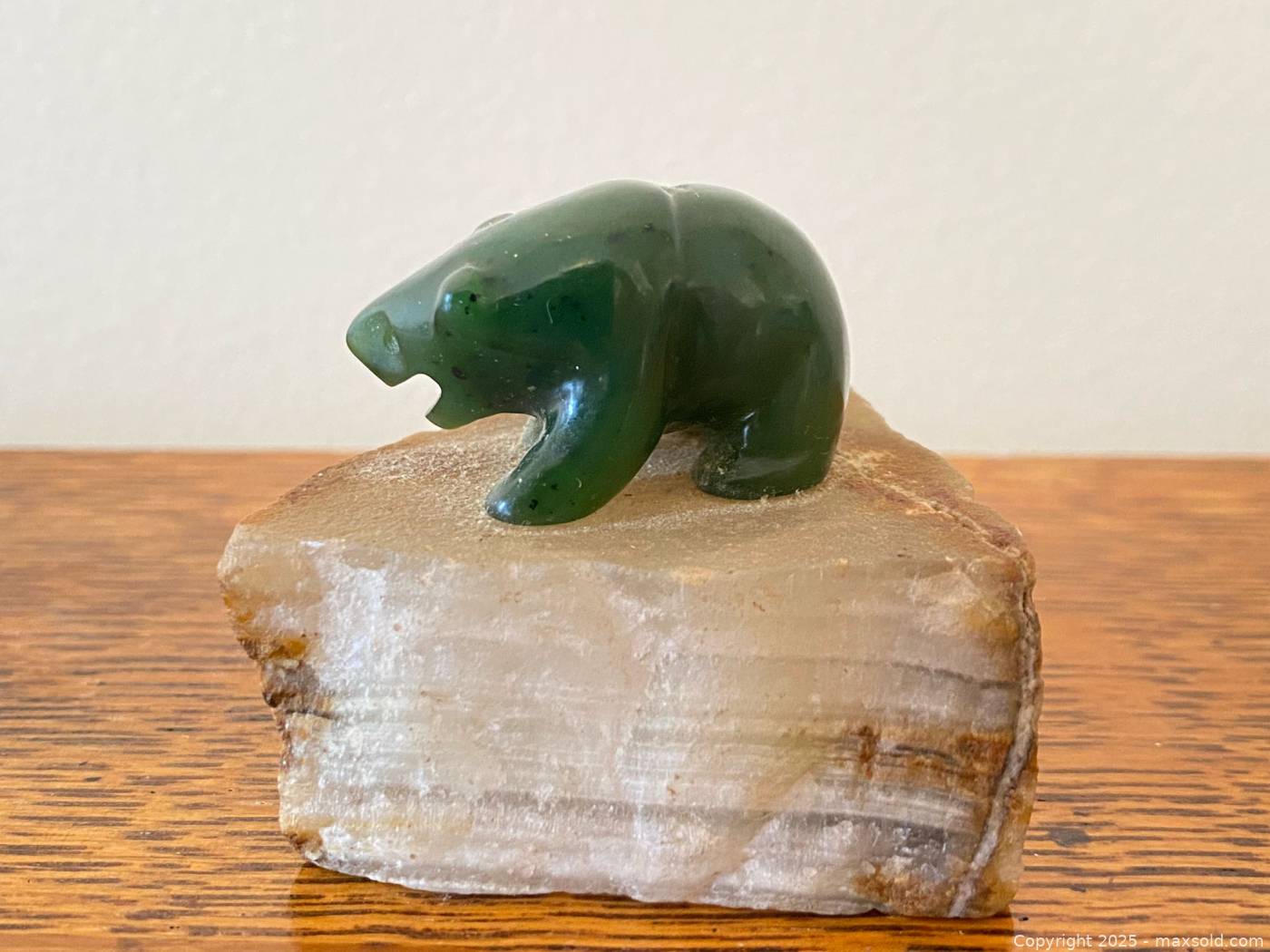 Carved Green Stone Bear Figurine | Maxsold