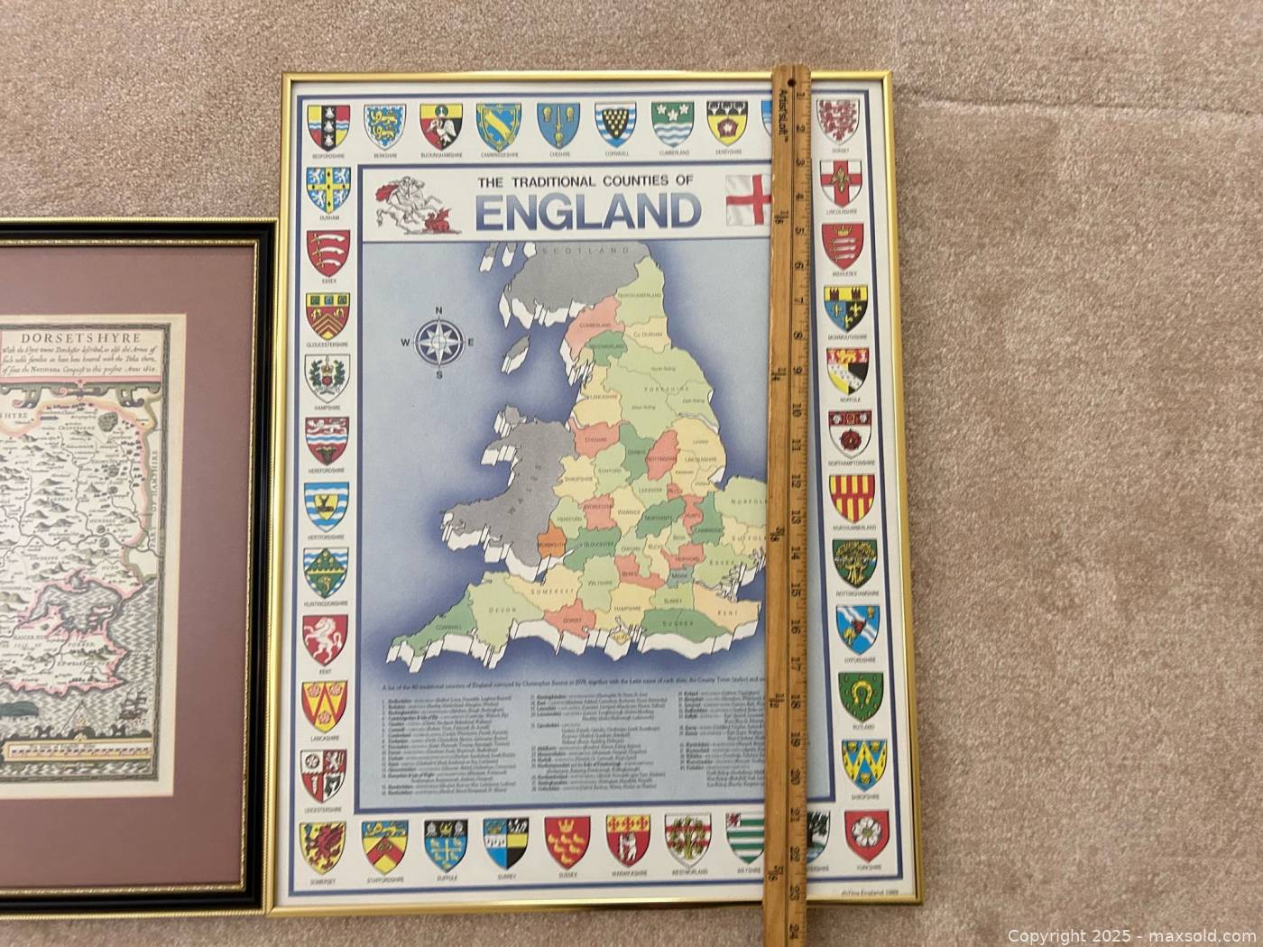 Framed England Maps: Dorsetshire 1610 Repro & 1989 Traditional Counties ...
