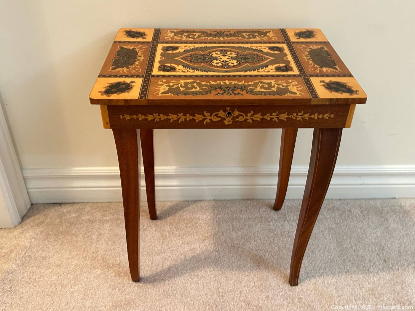 Italian marquetry inlaid music table | Maxsold
