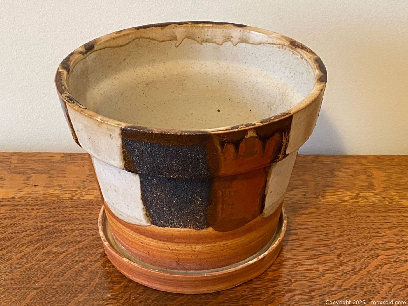 Vintage Inarco Japan ceramic planter with drip tray | Maxsold
