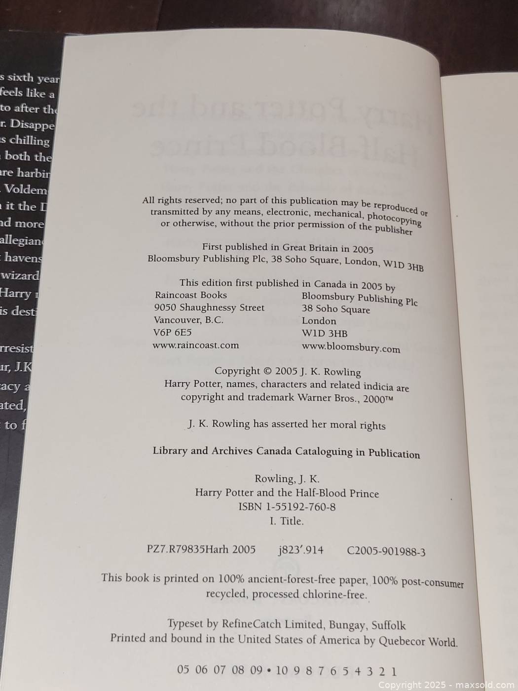 Harry Potter and the Half-Blood Prince 1st Canadian Edition | Maxsold
