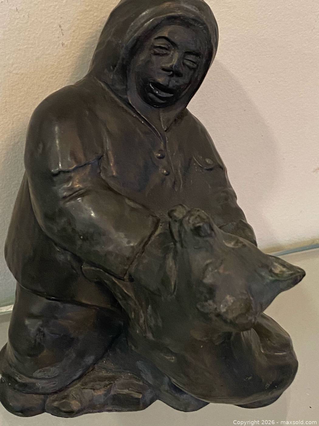 Aardvark Canada 1972 Inuit Man with Wolf sculpture | Maxsold