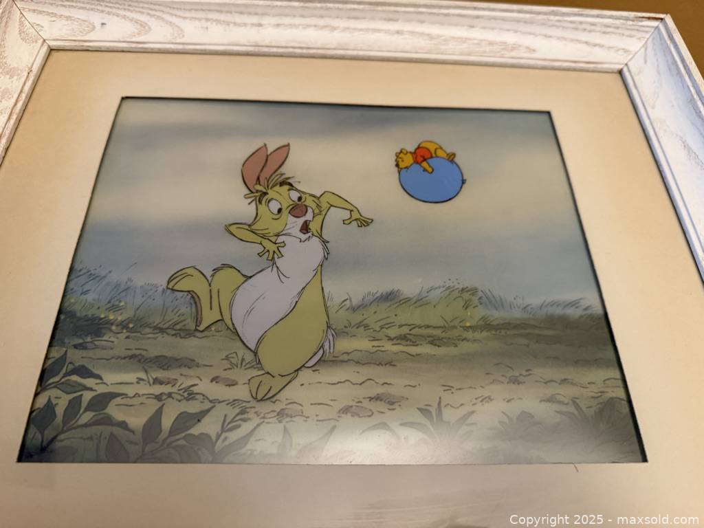 Framed hand-painted animation cel of Rabbit from Winnie the Pooh | Maxsold