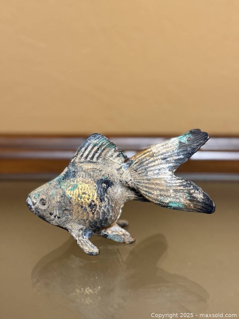 Painted cast metal goldfish figurine | Maxsold