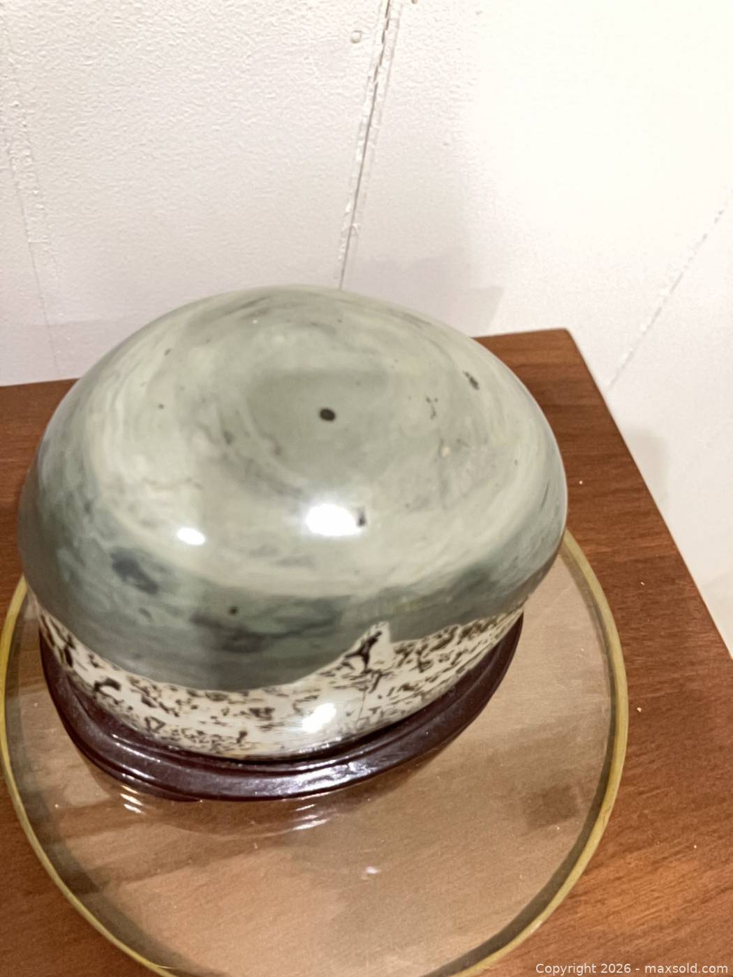 Polished Chinese painting stone on stand | Maxsold