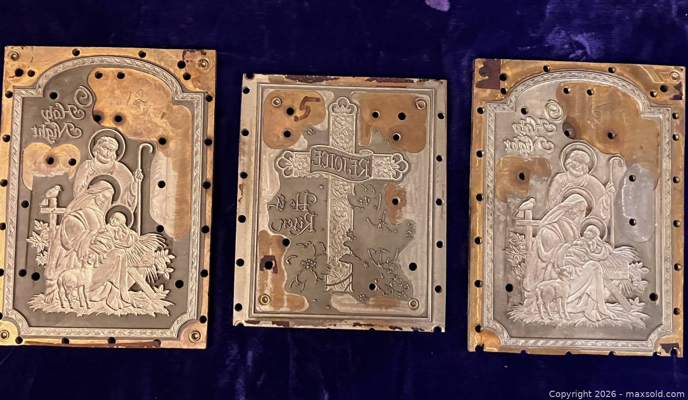 Brass monstrance, copper printing plates and religious statues | Maxsold