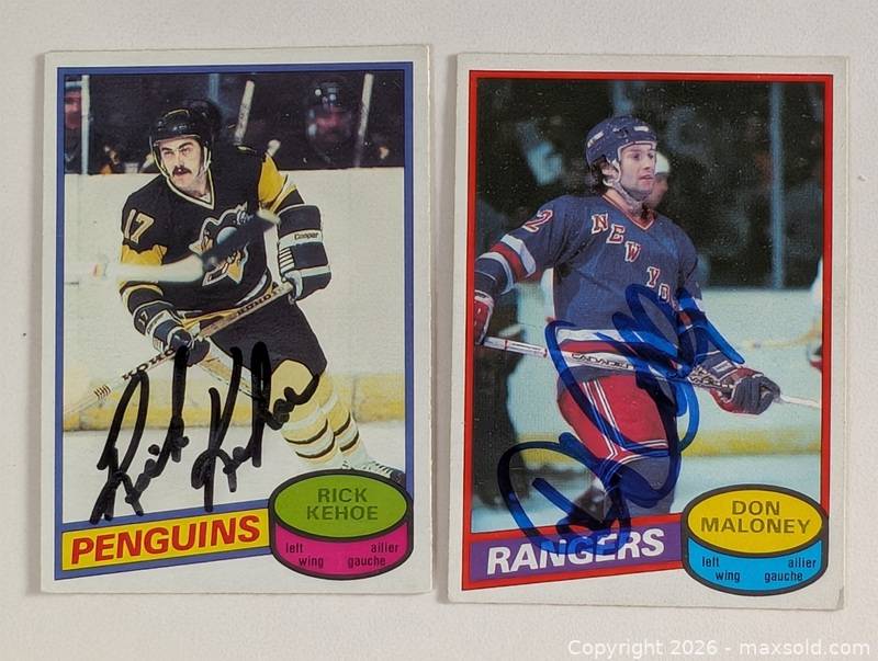 1980-81 O-Pee-Chee Autographed Rick Kehoe & Don Maloney Hockey Cards ...