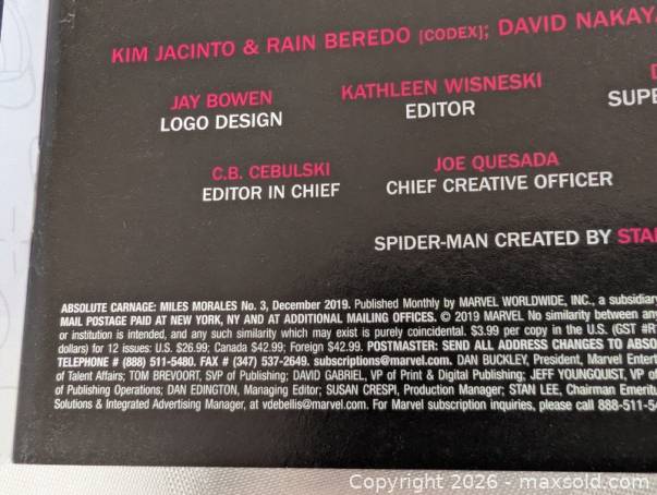 Marvel Absolute Carnage Miles Morales #2 & #3 Nakayama Variant 2019 ...