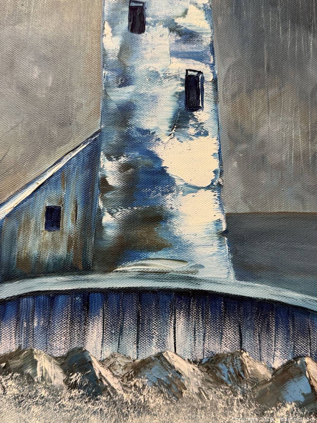 Oil Painting Lighthouse Seascape 21"x25" | Maxsold