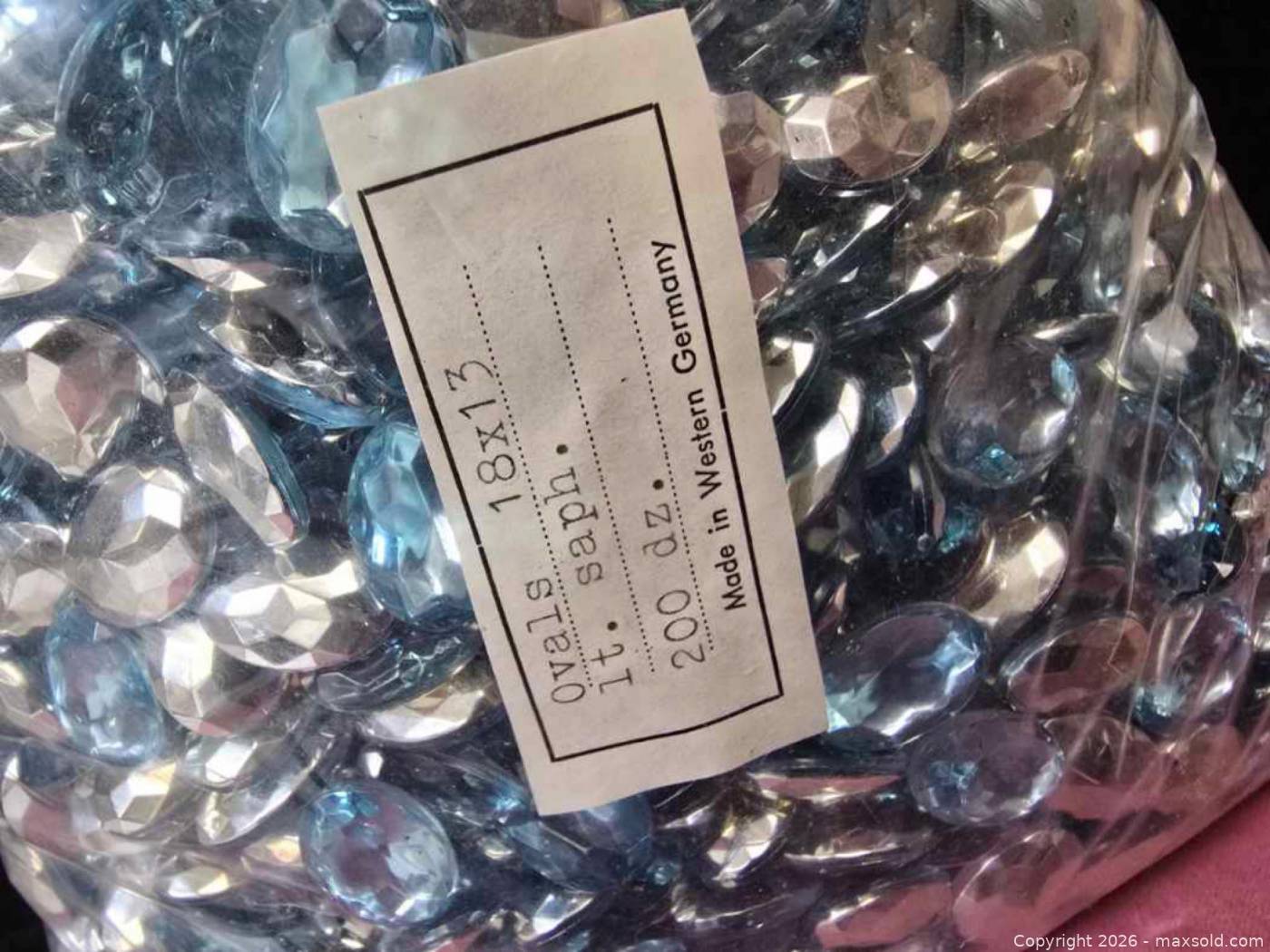 Vintage 18x13mm light sapphire oval glass stones, Western Germany ...