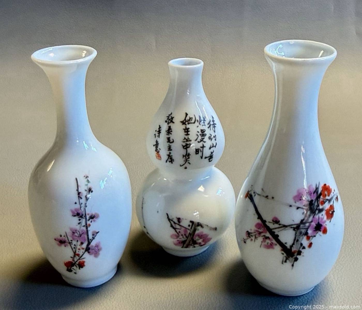 Three 3-inch eggshell porcelain bud vases | Maxsold