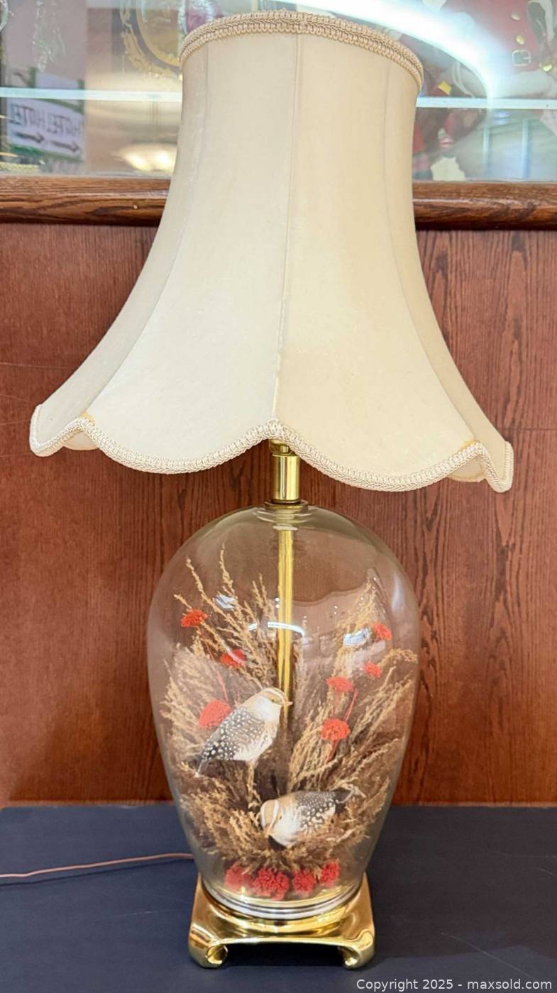 Vintage Glass Terrarium Table Lamp, 30" | Maxsold