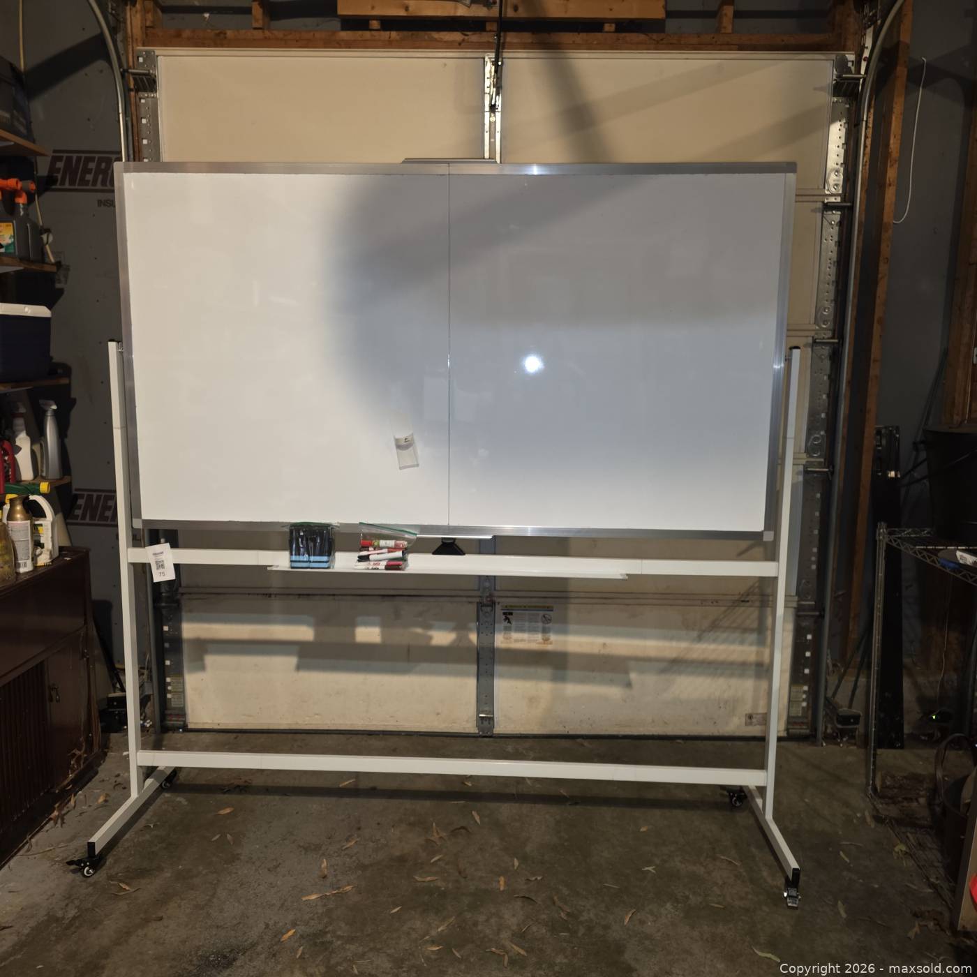 Double-sided rolling dry erase whiteboard | Maxsold