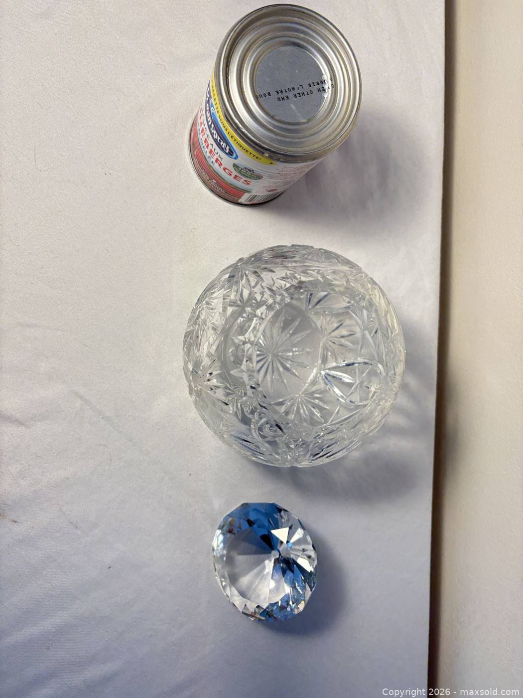 Cut Glass Vase And Diamond Paperweight | Maxsold