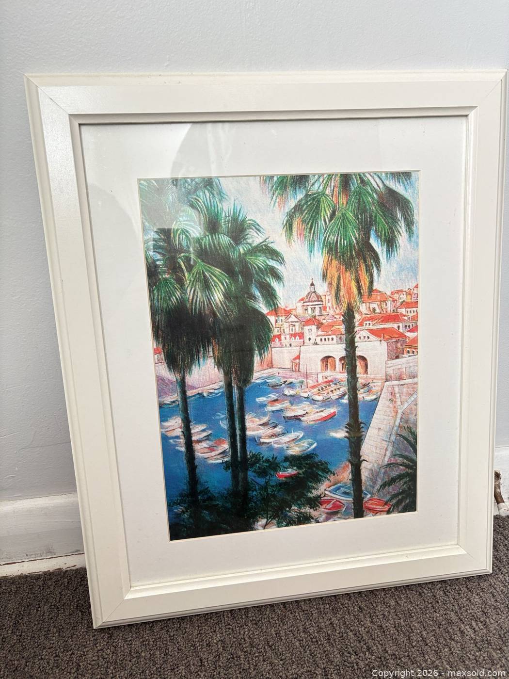 Framed palm tree harbor print by Ante Sardelic | Maxsold