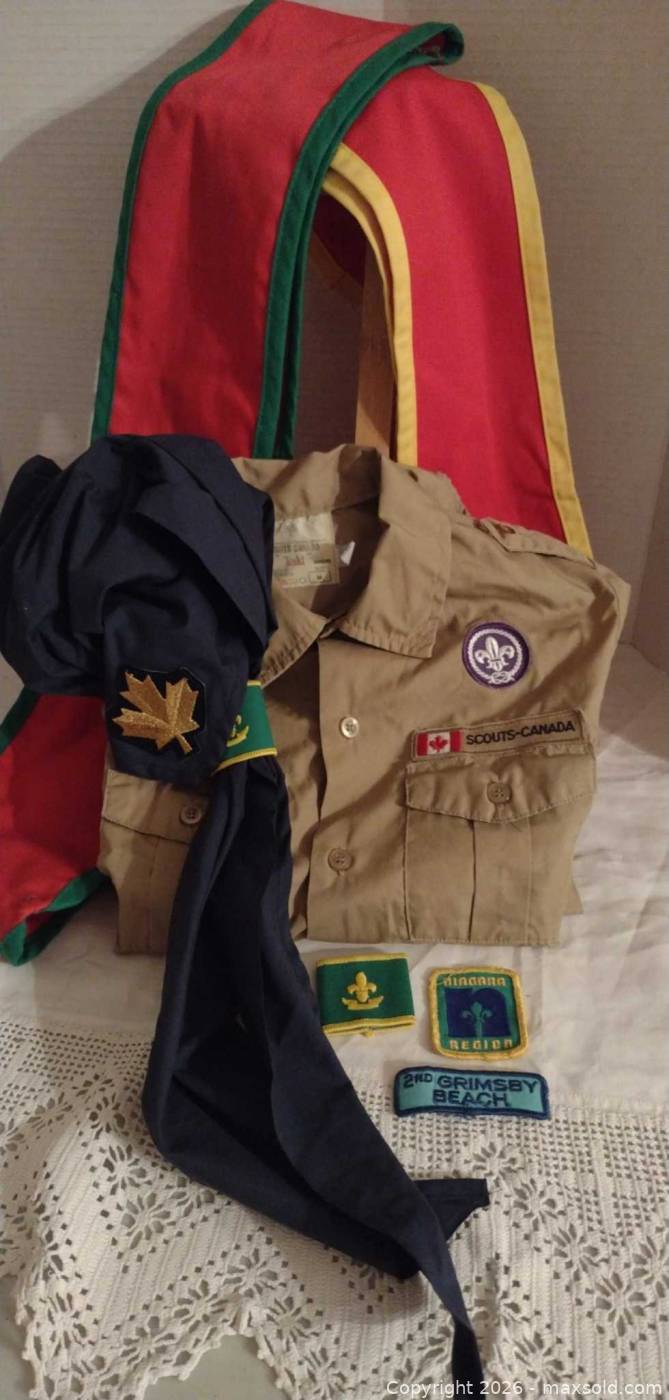 Scouts Canada Cub uniform shirt, neckerchief, two red badge sashes ...
