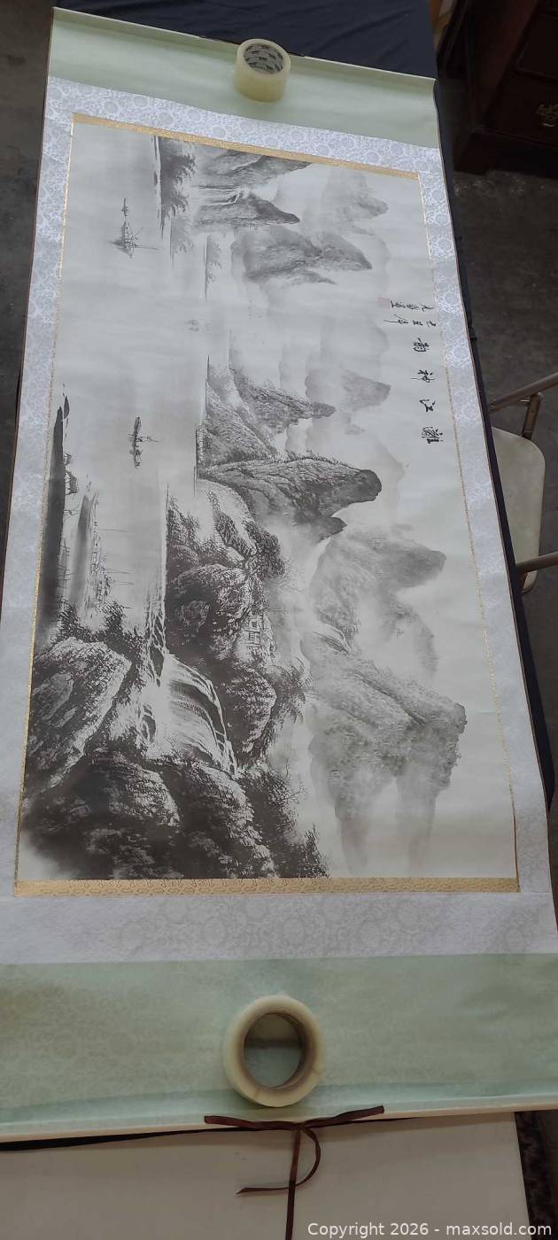 Chinese ink landscape hanging scroll | Maxsold