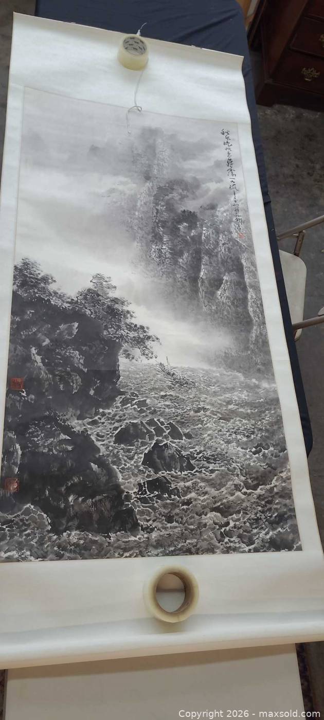 Chinese Ink Landscape Hanging Scroll | Maxsold
