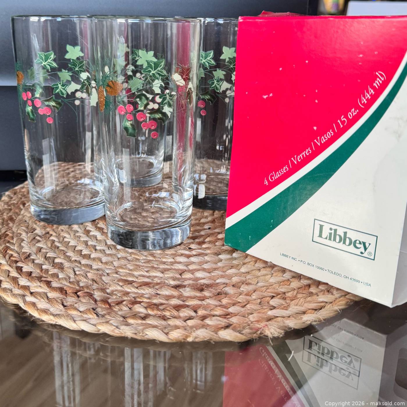 Vintage Libbey Holiday Drinking Glasses 15 oz Set of 4 | Maxsold