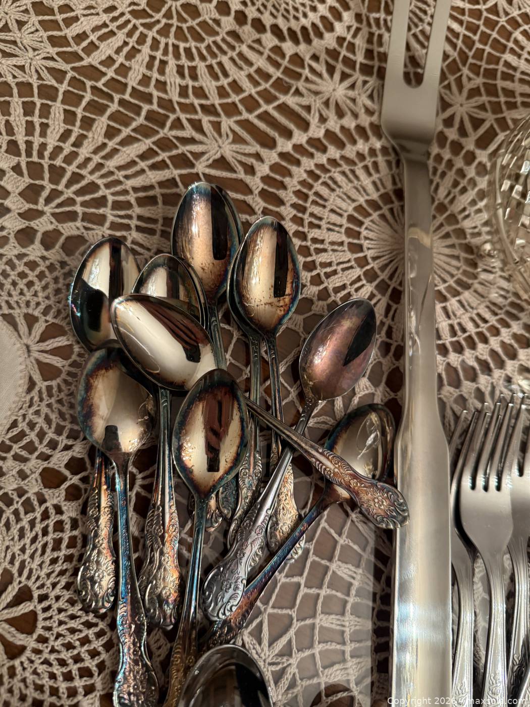 Assorted flatware, souvenir spoons, nut bowl & anniversary plate | Maxsold